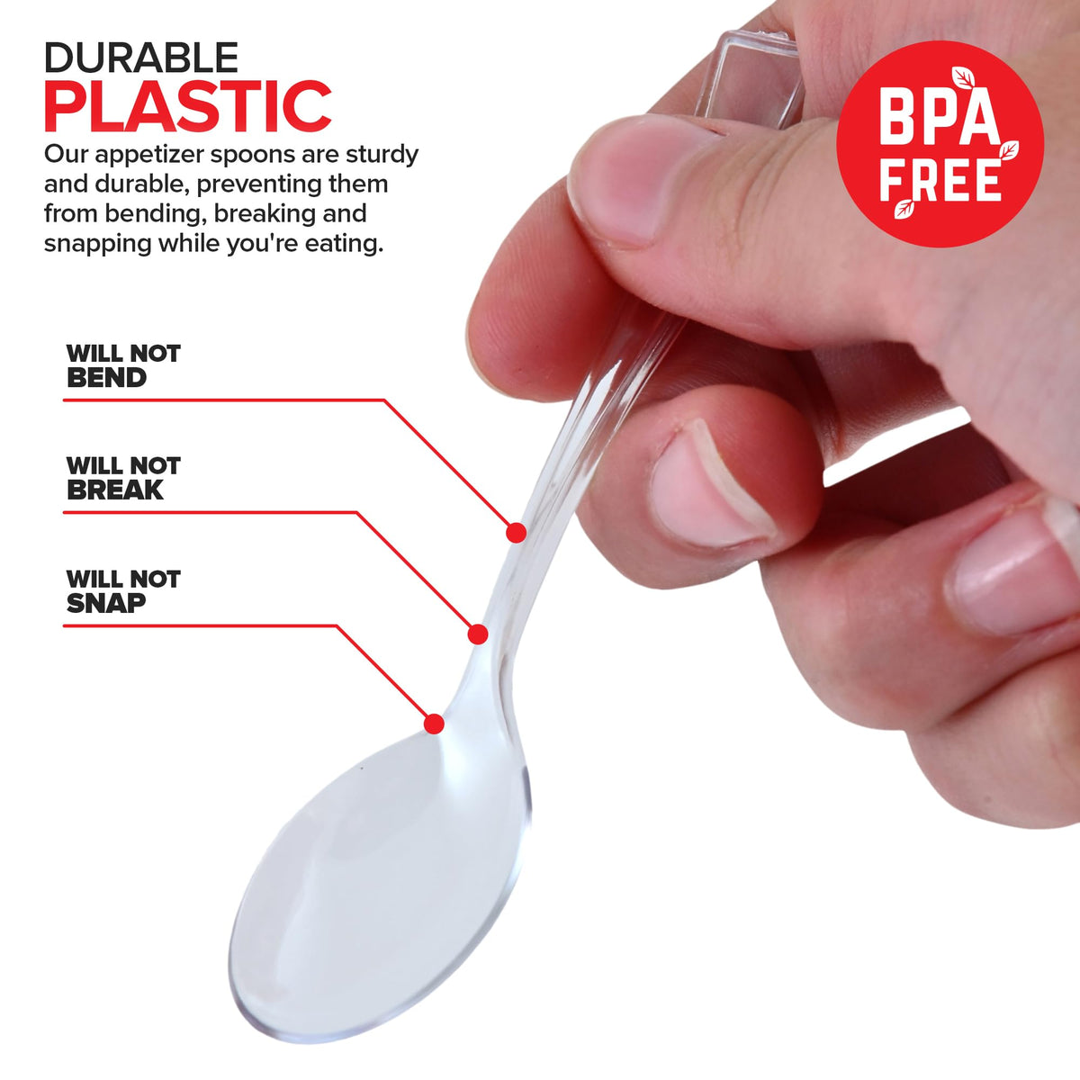 Clear Mini Disposable Appetizer Spoons - 4 Inch, 100 Count for Cocktai ...