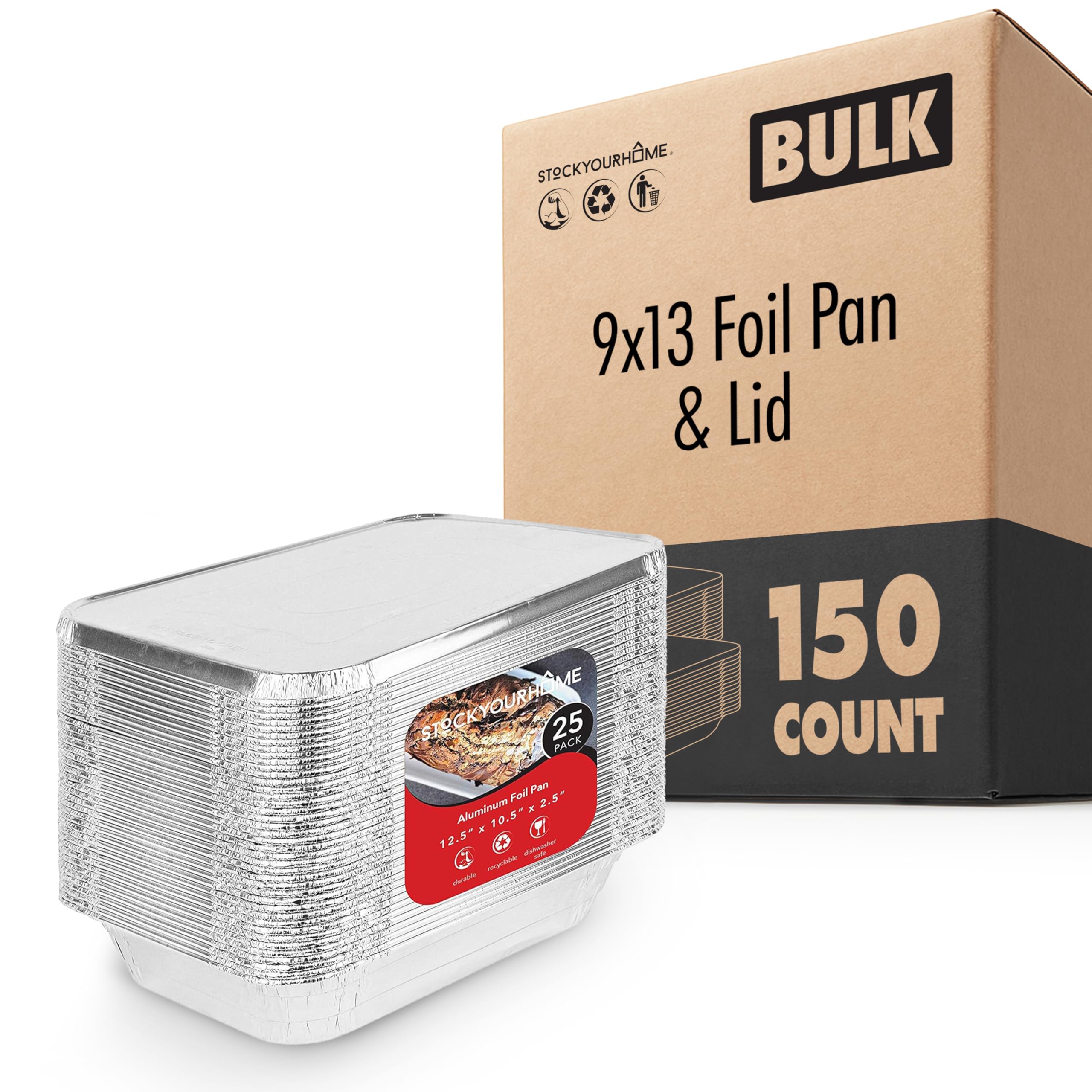 9x13 Foil Pan & Lid (150 Pack) – Stock Your Home