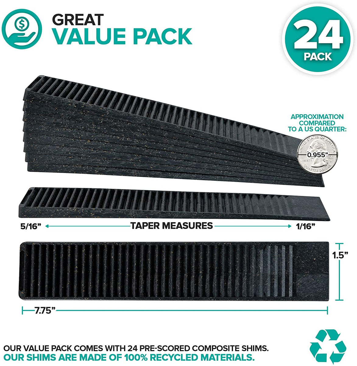 Composite Shims (24 Pack) - Hard Composite Shims for Home Improvement ...